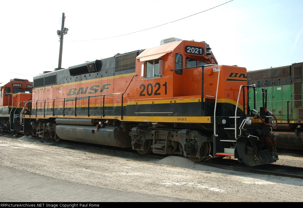 BNSF 2021, GP38-2, NRE rebuild from GP40, sits at Eola Yard